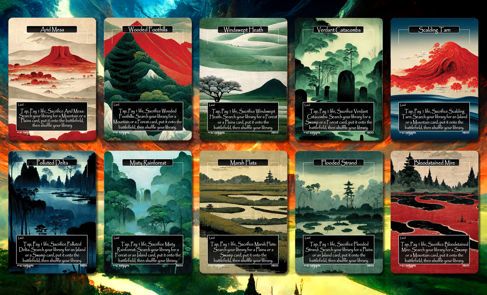 Fetch Lands (1 of each) Digital Art Proxies – Arrow Road Creations