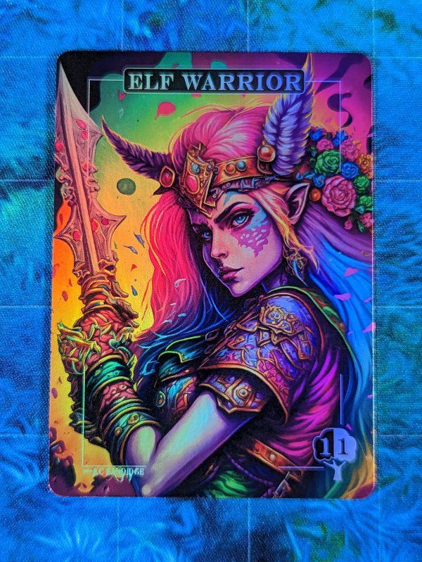 Elf Warrior Token (Foil) - Custom Art Proxies - Arrow Road Creations