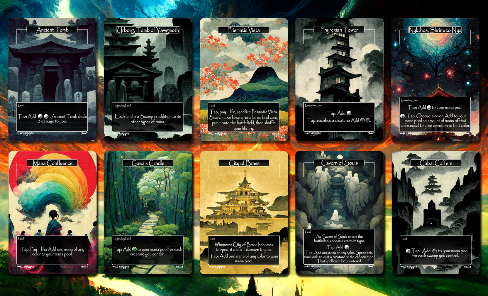 Utility Lands (1 of each) Full Art Proxies - Arrow Road Creations